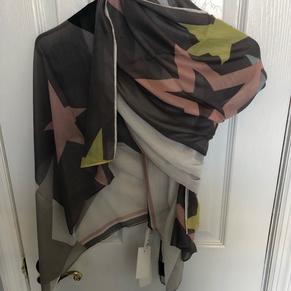 Fraas | Accessories | Star Patterned Scarf In Black Pink And Yellow ...